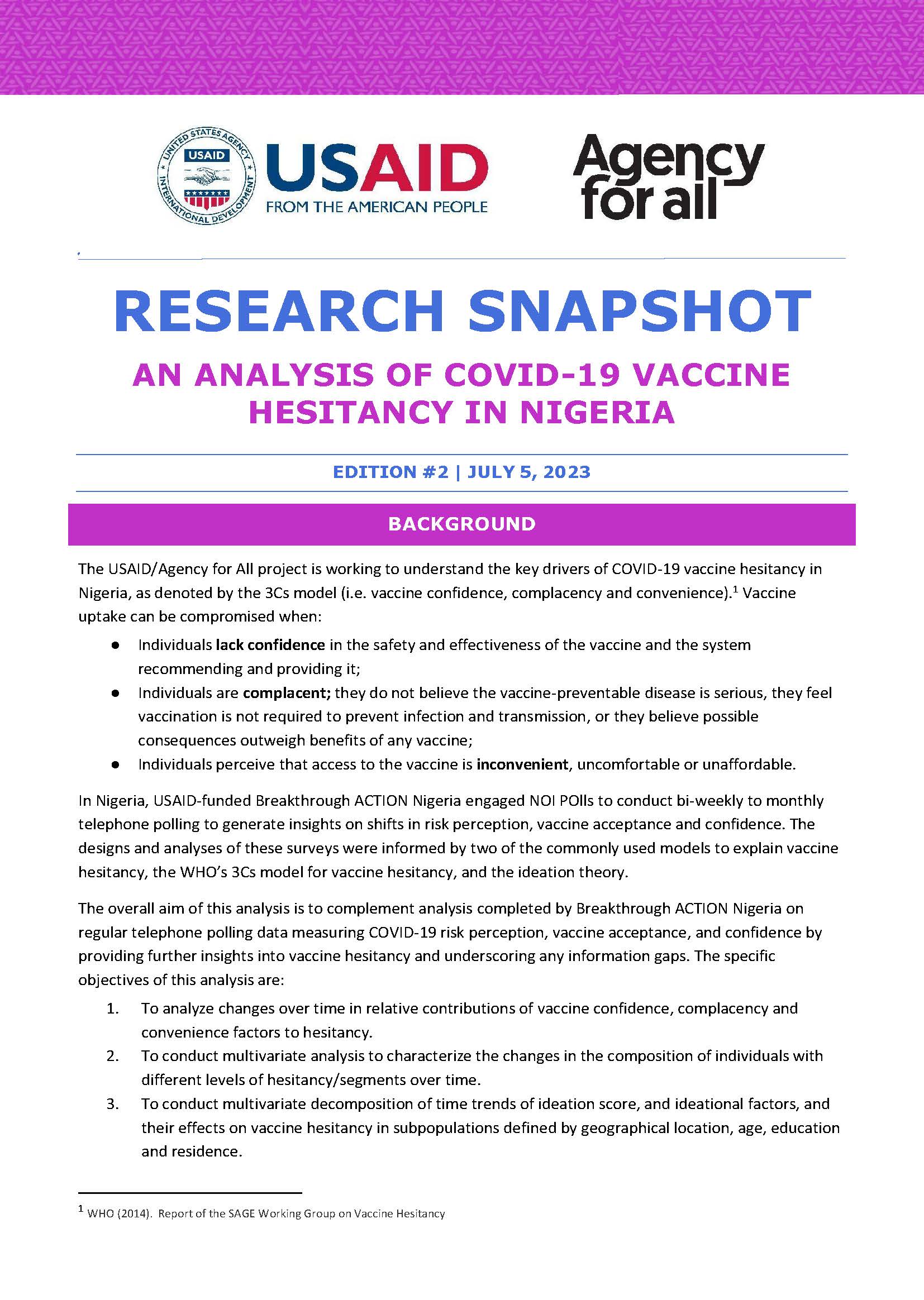 Research Snapshot Edition #2: An Analysis of COVID-19 Vaccine Hesitancy ...